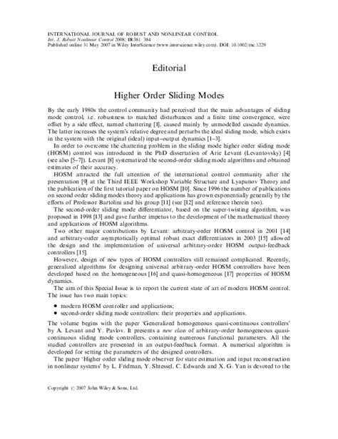 pdf higher order sliding modes