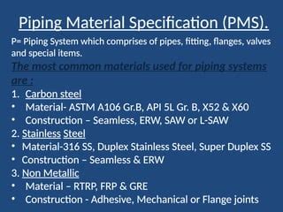Presentation On Piping Material Specification PPTX Presentation On Piping Material Specification PPTX