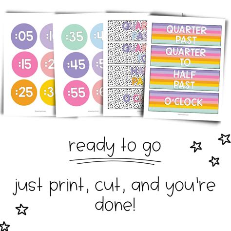 Retro Clock Labels For Classroom Analog Time Cards Digital Etsy