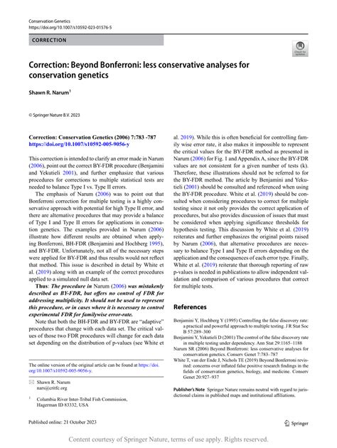 Correction Beyond Bonferroni Less Conservative Analyses For