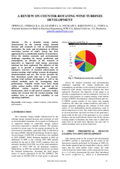 Pdf A Review On Counter Rotating Wind Turbines Development