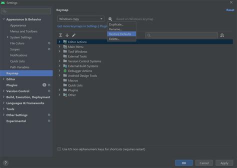How To Reset Keymapping In Android Studio Stack Overflow