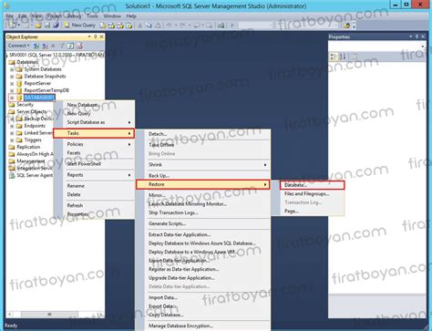 Sql Server 2014de Aktif Database Üzerine Restore
