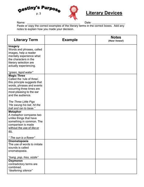 Literary Devices Worksheet Pdf Literary Devices Worksheet Pc Mac Pages
