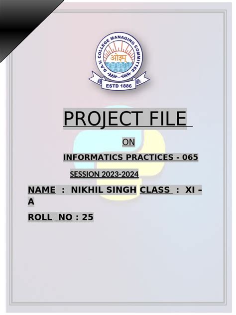 Project File Class 11 Pdf