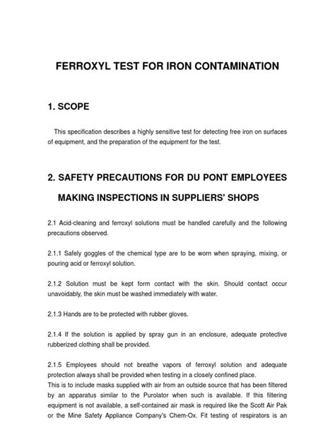 Ferroxyl Test For Iron Detection Pdf