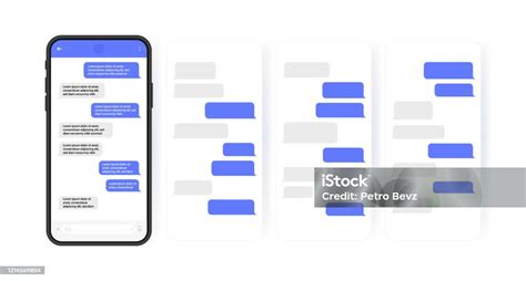 소셜 미디어 디자인 개념입니다 회전 목마 스타일의 메신저 채팅 화면과 스마트 폰 대화를 작성하기위한 Sms 템플릿 거품 현대 벡터 일러스트 플랫 스타일 온라인 메시지에 대한