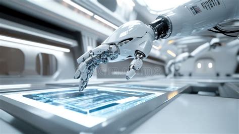 Futuristic Technology With Robotic Hand Interacting With Digital Interface Robotics Process