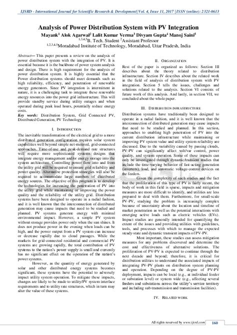 Pdf Analysis Of Power Distribution System With Pv Integration
