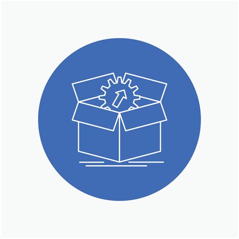 Upload Performance Productivity Progress Work White Line Icon In Circle Background Vector