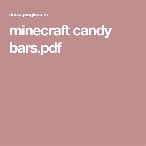 Minecraft Candy Bars Pdf Minecraft Candy