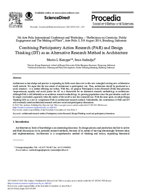 Pdf Combining Participatory Action Research Par And Design Thinking