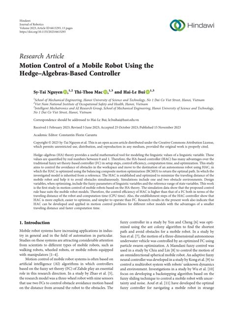 Pdf Motion Control Of A Mobile Robot Using The Hedgealgebras Based Controller