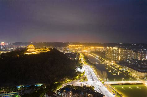 绍兴市新昌县夜景城市风光航拍城镇风貌建筑摄影摄影素材汇图网