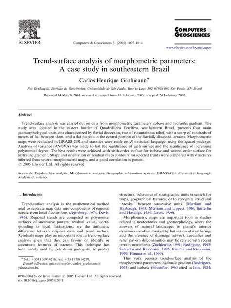 Trendsurfaceanalysis Pdf Errors And Residuals Analysis Of Variance