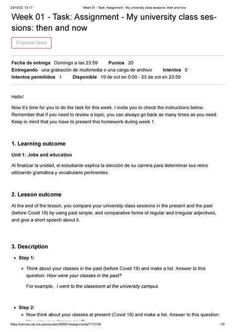 Week 01 Task Assignment My University Class Sessions Then And Now I Invite You To Check