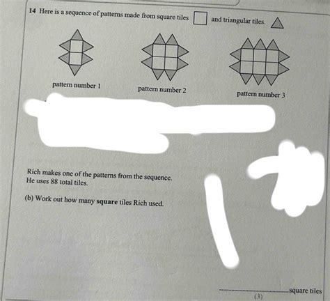Solved Here Is A Sequence Of Patterns Made From Square Tiles And Triangular Tiles Pattern