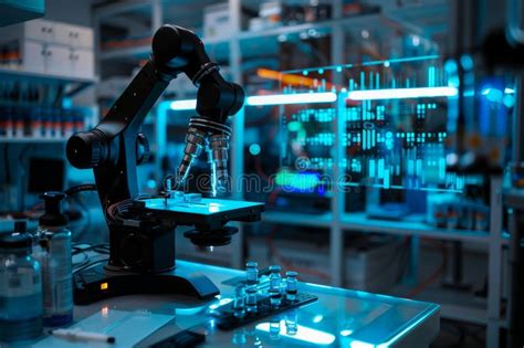 Futuristic Robotic Arm Performing Tasks In A High Tech Laboratory Environment Stock Image