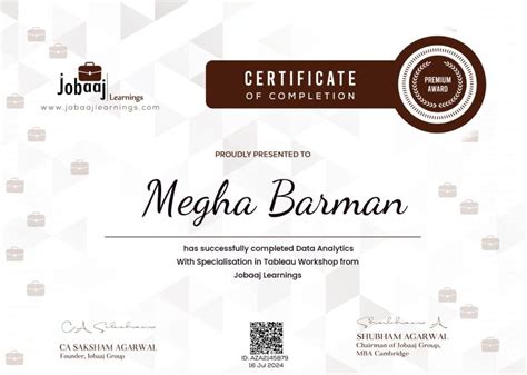 Completed Data Analytics With Specialization By Jobaaj Learnings Megha Barman Posted On The