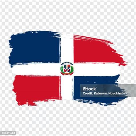 브러시 스트로크에서 플래그 도미니카 공화국 웹 사이트 디자인 로고 응용 프로그램 Ui에 대한 투명 배경에 도미니카 공화국의 국기 스톡 벡터입니다 Eps10 0명에 대한 스톡