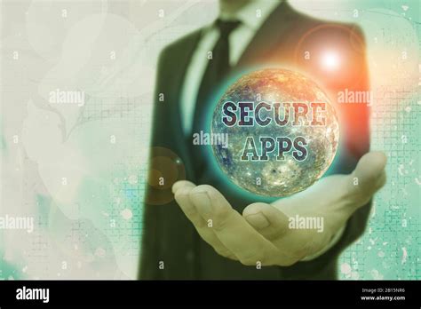Conceptual Hand Writing Showing Secure Apps Concept Meaning Protect The Device And Its Data