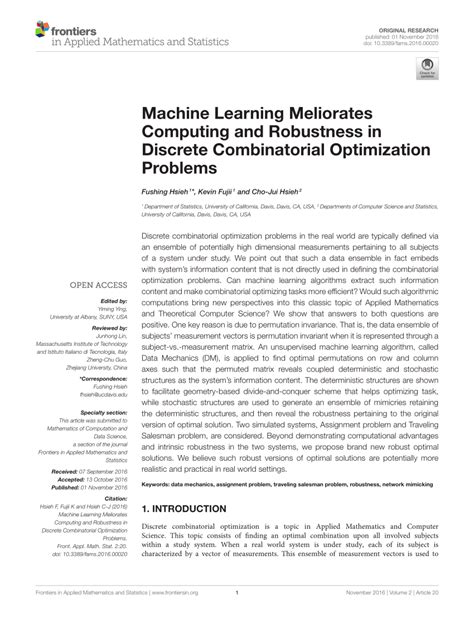 Pdf Machine Learning Meliorates Computing And Robustness In Discrete Combinatorial