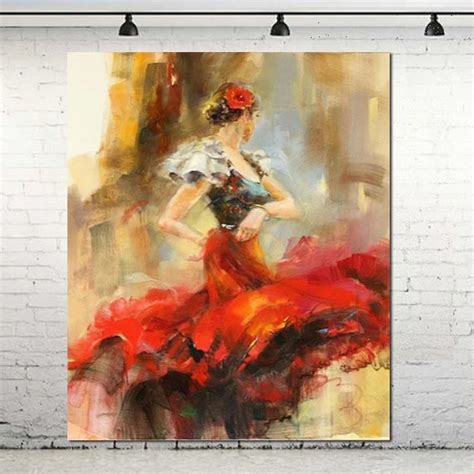 Aliexpress Com Buy Handpainted Figure Art Oil Painting On Canvas Impressional Dancer In Red