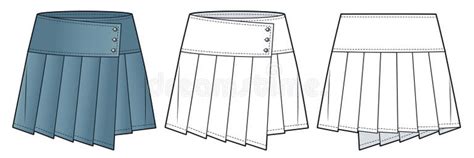 Asymmetric Pleated Mini Skirt Technical Fashion Sketch Skirt Fashion