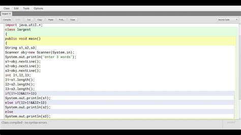 Blue Java Wap To Accept 3 Word From The User And Print Largest Word