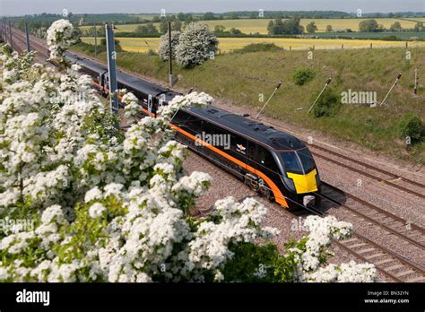 Grand Central Railways Passenger Train Class 180 Travelling At Speed Through The English
