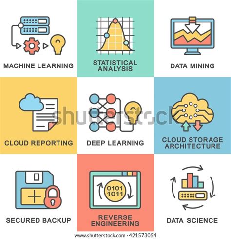 modern contour icons data science technology stock vector royalty free 421573054