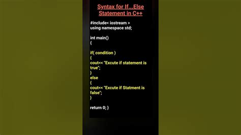 Syntax For Ifelse Statement In C Ifelse Cpp Beginners Youtube
