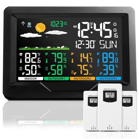 Weather Stations Wireless Indoor Outdoor Thermometers Color Display
