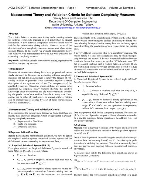 Pdf Measurement Theory And Validation Criteria For Software Complexity Measure