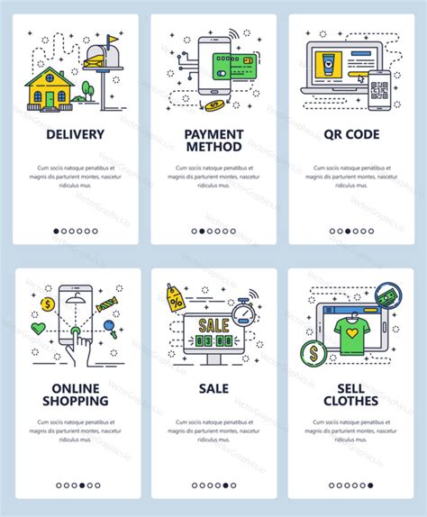 Vector Web Site Linear Art Onboarding Screens — Vectorgraphicsio