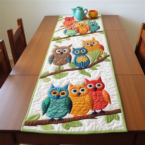 Owl Tai13122344 Quilted Table Runner Alpha Quilt