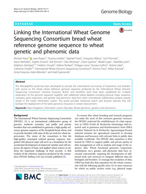 Pdf Linking The International Wheat Genome Sequencing Consortium Bread Wheat Reference Genome
