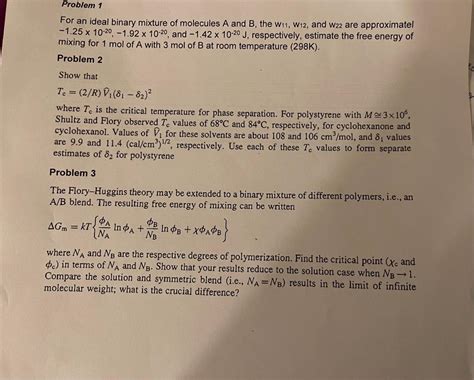 Solved For An Ideal Binary Mixture Of Molecules A And B The Chegg