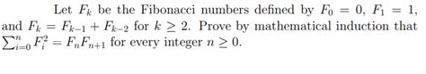 Solved Let Fk Be The Fibonacci Numbers Defined By Fo F Chegg