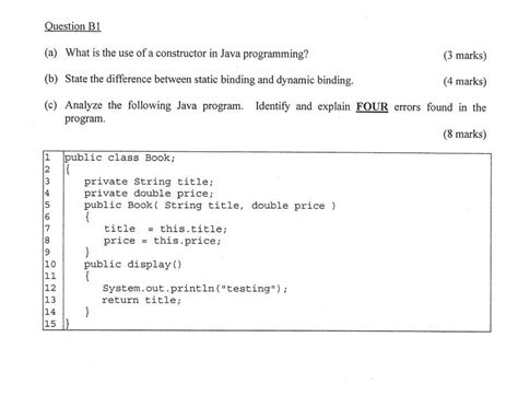 Solved A What Is The Use Of A Constructor In Java