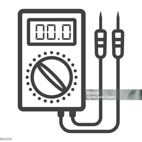 디지털 멀티 미터 라인 아이콘 빌드 및 수리 전기 Volmeter 기호 벡터 그래픽 흰색 배경 Eps 10에 선형 패턴 Test Match에 대한 스톡 벡터 아트 및 기타