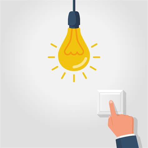 Premium Vector To Turn On The Light The Man Presses The Switch Button With His Finger
