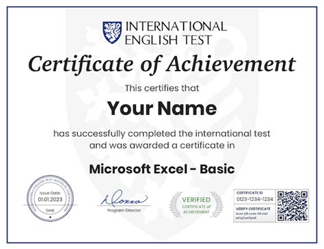 Microsoft Excel Certification International English Test