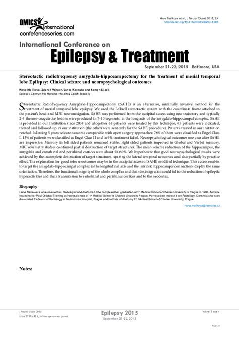 Pdf Stereotactic Radiofrequency Amygdalo Hippocampectomy For The