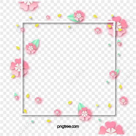 핑크 꽃 일러스트 사각형 테두리 디자인다각형분홍 Png 일러스트 무료 다운로드 Lovepik
