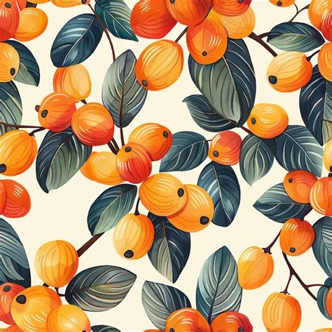 Fuyu Persimmon Seamless Pattern Background Vector Cute Fruit Graphic