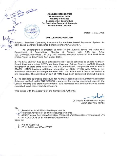 Centrally Sponsored Schemes Under Sna Sparsh Pdf