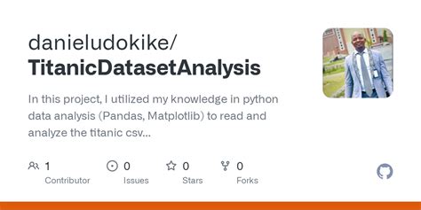 Github Danieludokike Titanicdatasetanalysis In This Project I Utilized My Knowledge In
