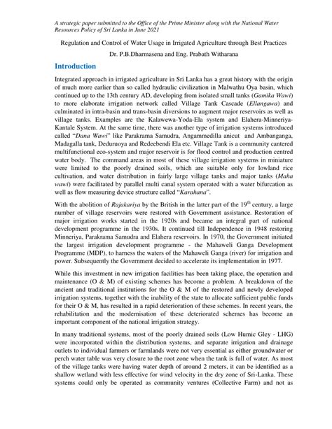 Pdf Regulation And Control Of Water Usage In Irrigated Agriculture Through Best Practices