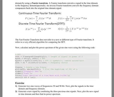 Solved Signal Processing Fast Fourier Transform Sine Chegg Com